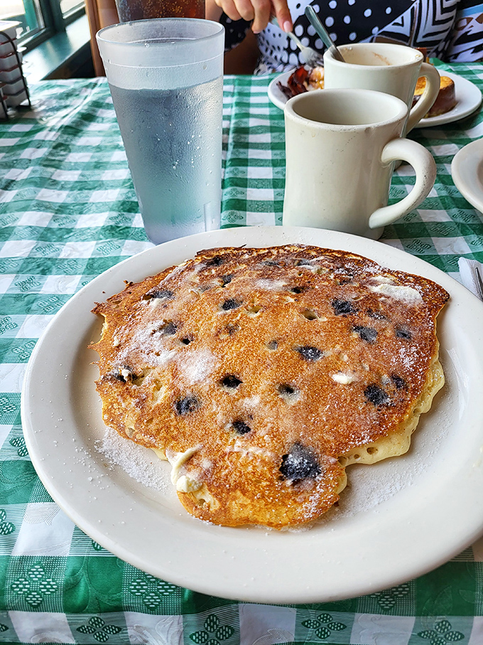 Blueberry pancakes: where fruit pretends to make breakfast healthy while actually making it more delicious. The powdered sugar is just showing off.