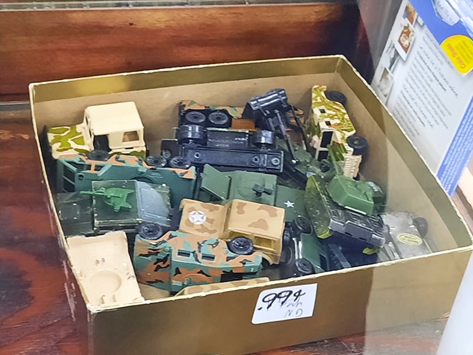 Toy tanks and military vehicles await adoption &ndash; childhood nostalgia by the boxful for collectors or a new generation of backyard generals.