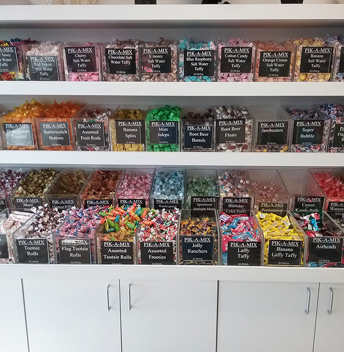 The Pik-A-Mix wall offers a choose-your-own-adventure of sugar. From salt water taffy to jawbreakers, it's a candy buffet of epic proportions.