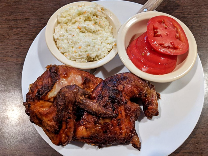 Smoked chicken with that mahogany skin isn't just cooked&mdash;it's transformed. The kind of dish that makes vegetarians question their life choices.