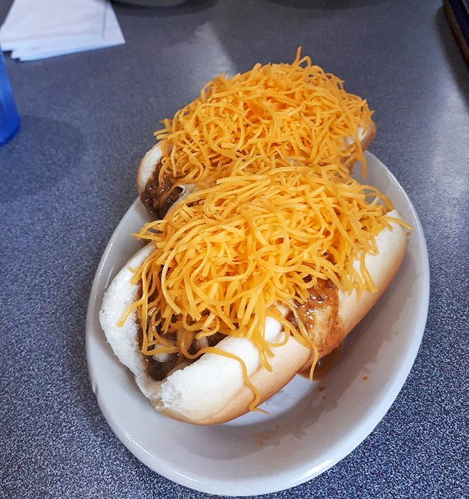 Cheese coneys that would make a New Yorker question everything they thought they knew about hot dogs. The cheese-to-dog ratio is pure poetry.