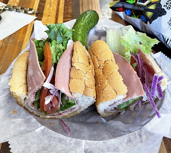The club sandwich&mdash;where turkey and veggies have a meeting of minds between bread. That pickle is the exclamation point on a delicious sentence.