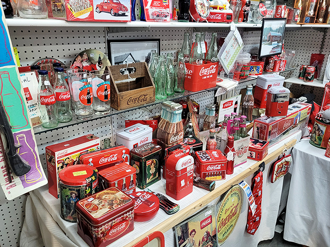 Coca-Cola heaven! More red and white memorabilia than Santa's workshop, proving some obsessions are sweeter than others. 