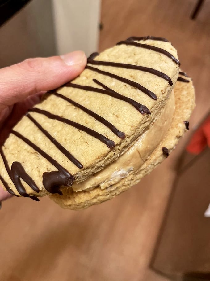 This cookie sandwich isn't just dessert, it's therapy with chocolate drizzle. No appointment necessary.