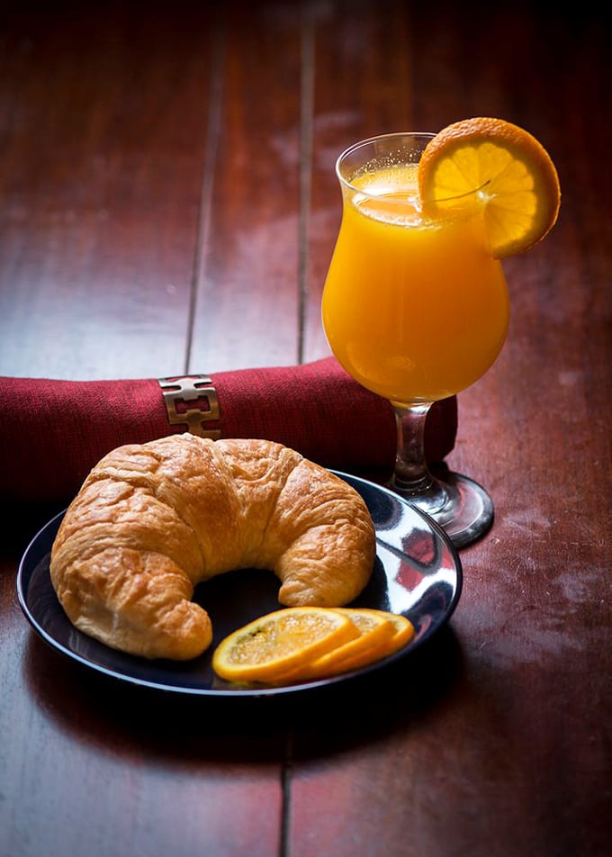 Breakfast's power couple: a golden croissant and fresh orange juice. Like Fred and Ginger, they're each wonderful alone but absolutely magical together.