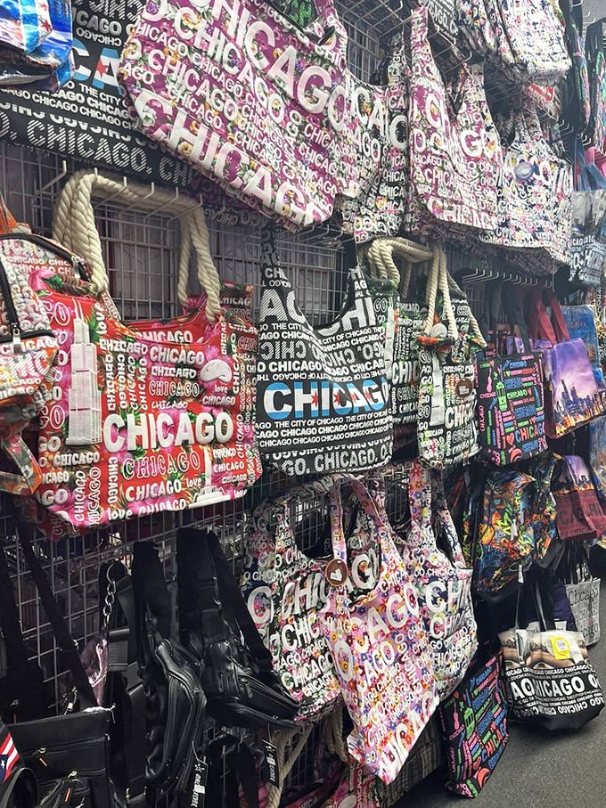 Tote bags screaming "CHICAGO" louder than a Cubs fan after a home run &ndash; perfect for tourists and locals alike.