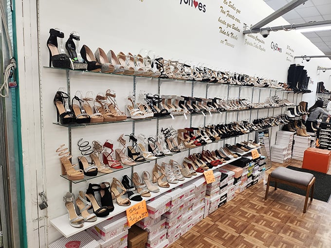 Shoe heaven exists, and it's organized by color. Cinderella would have saved herself a lot of trouble shopping here.