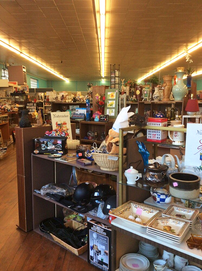 Shelves upon shelves of organized chaos &ndash; where Nutcracker figurines neighbor teapots and every item whispers, "Take me home!"