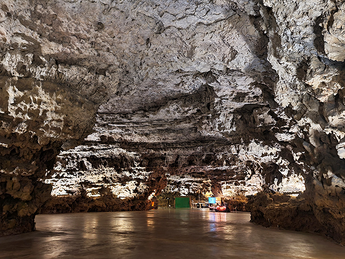 The massive "Theatre Room" makes your local IMAX look modest. Those white formations took thousands of years to create&mdash;talk about a slow-motion art installation!