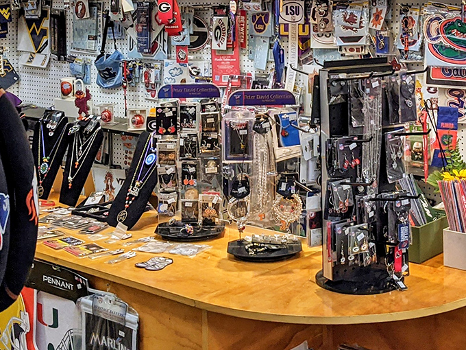 College pride and sports memorabilia galore! This booth is where team loyalty meets collectible heaven&mdash;perfect for the superfan in your life.
