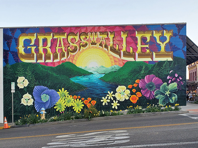 This vibrant mural captures Grass Valley's spirit&mdash;where natural beauty, artistic expression, and small-town pride create a colorful community canvas.
