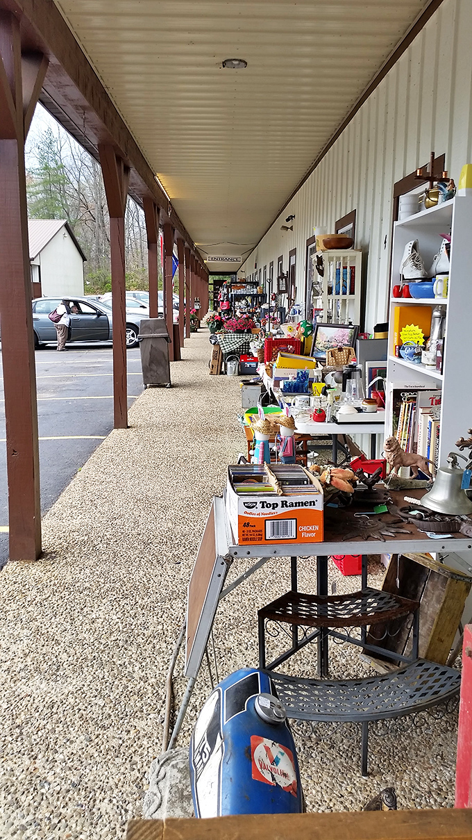 The mall's covered porch doubles as an overflow treasure zone, proving that even Ohio's unpredictable weather can't dampen antiquing enthusiasm.