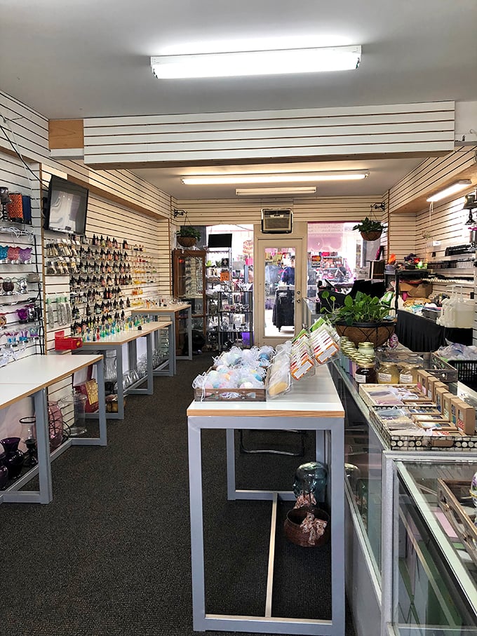 Neat rows of beauty products and handcrafted items await discovery, proving Traders Village isn't just about vintage finds.