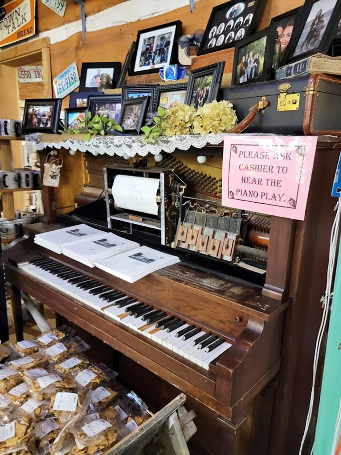 Please ask cashier to hear the piano play. In an age of streaming music, there's something revolutionary about mechanical keys striking actual strings.