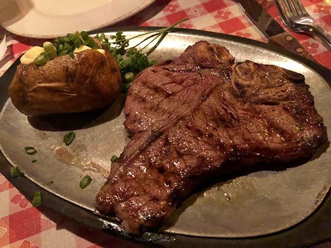 The porterhouse: nature's way of saying "share if you must, but nobody will judge if you don't." A magnificent cut that commands respect.