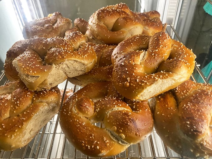 Fresh from the oven, these twisted beauties await their destiny. The glossy brown exterior promises that perfect first bite.