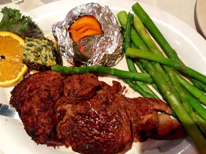 Prime rib that makes you understand why cavemen invented fire. Perfectly cooked, served with vegetables that aren't just plate decoration.