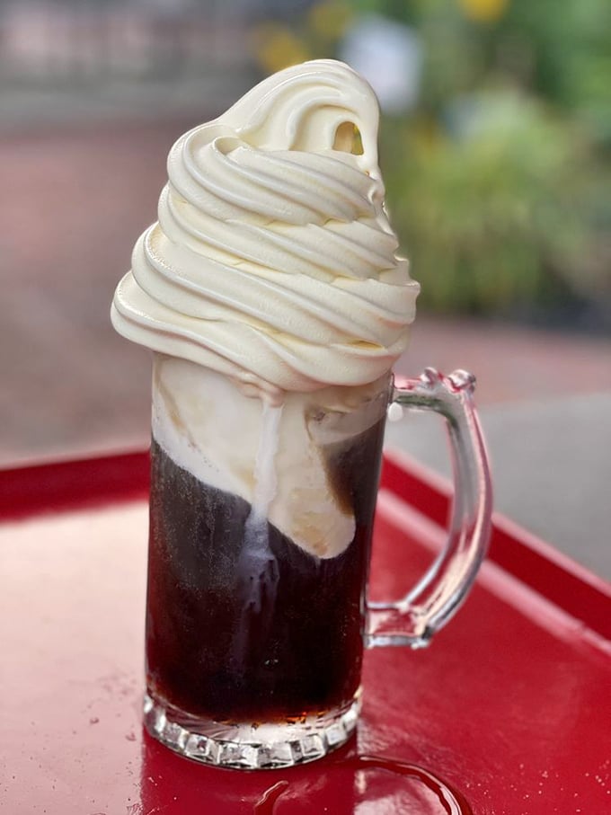 The crown jewel: a towering root beer float where vanilla ice cream meets house-made draft root beer, creating that magical foam that tastes like childhood summers.