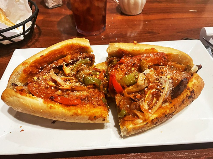 This Italian sandwich isn't messing around. Loaded with peppers and sauce, it's the handheld vacation your lunch break desperately needs. 