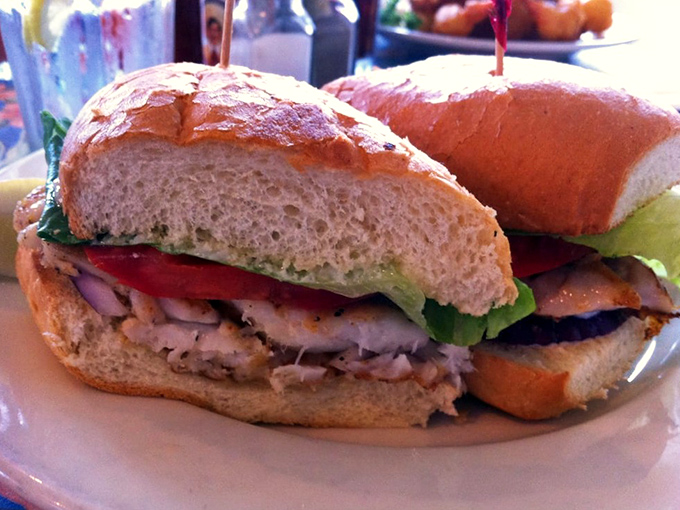 A sandwich that would make Neptune himself swim to shore. Fresh fish, crisp veggies, and bread that knows its supporting role.