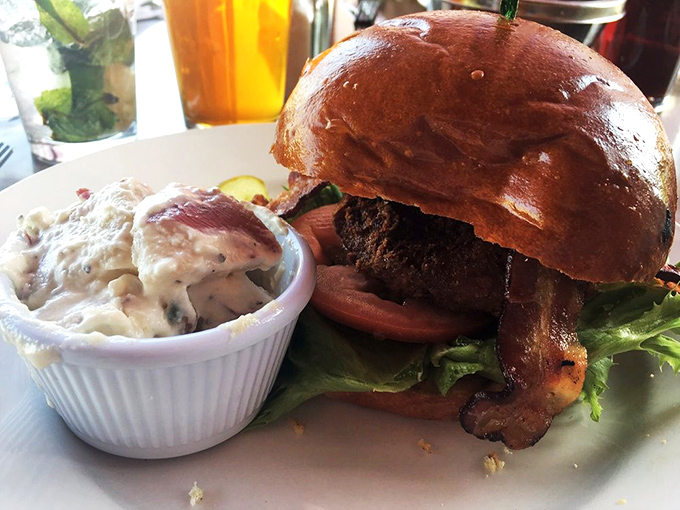 A burger that requires both hands and a strategy&mdash;the potato salad alongside might be the supporting actor, but it's gunning for that Academy Award.