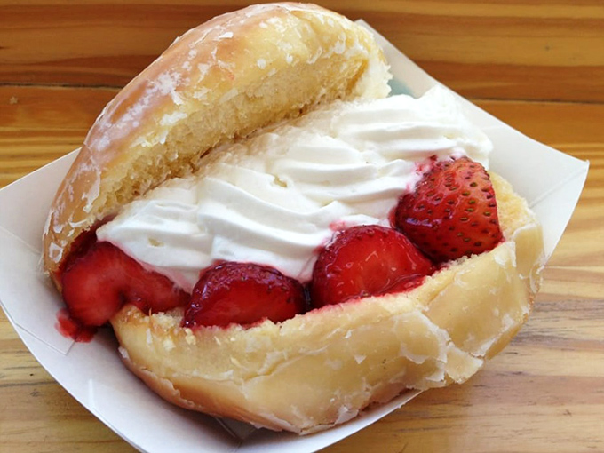 When donuts meet sandwich creativity, beautiful things happen &ndash; like this strawberry and cream masterpiece.