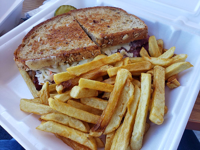The sandwich-and-fries combo that makes you question why anyone would pay triple at trendy downtown eateries for less satisfaction.