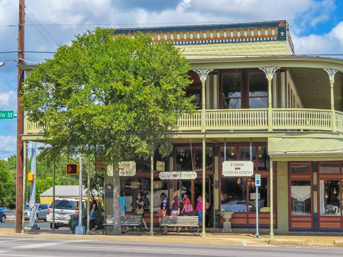 Historic storefronts with wide porches invite leisurely browsing along Main Street, where shopkeepers still take time to share stories about their wares.
