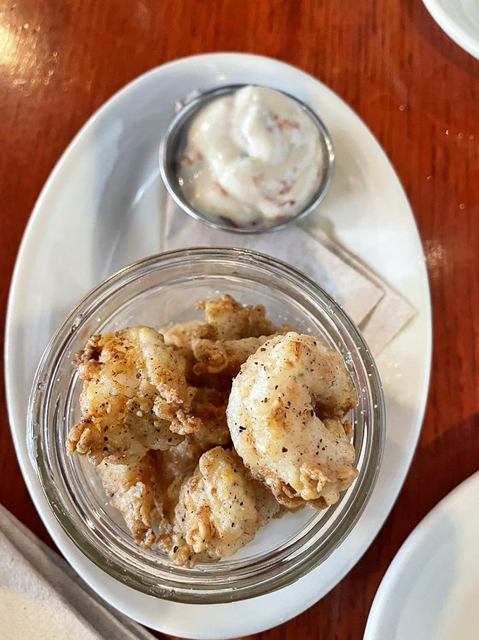Crispy little treasures from the sea. These perfectly fried shrimp bites with dipping sauce prove Beasley's isn't just a one-trick chicken pony.