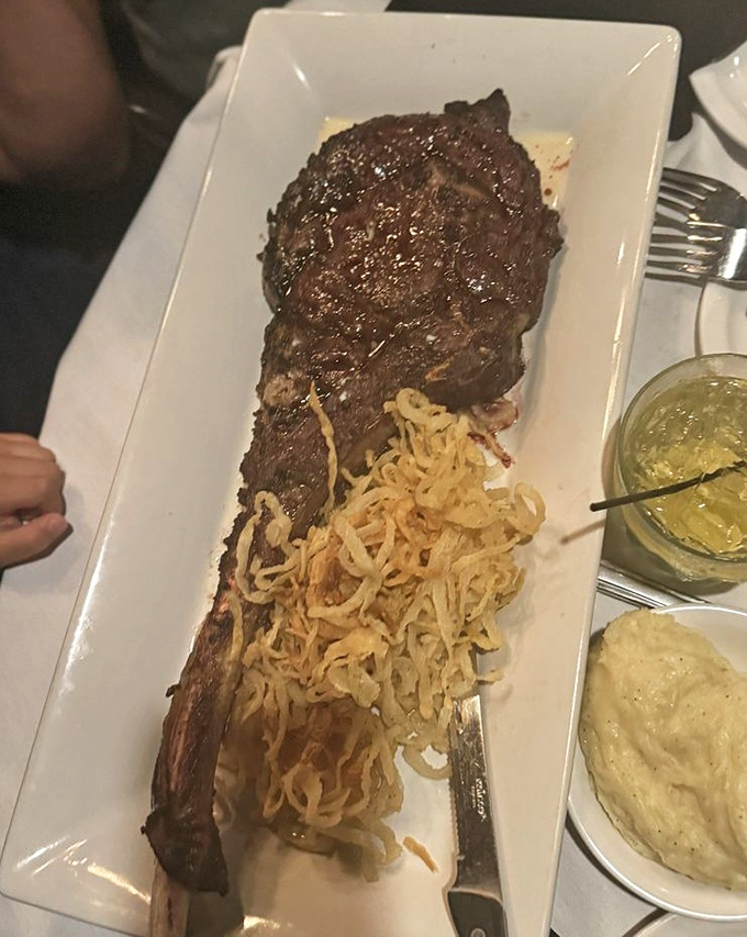 This isn't just a steak&mdash;it's a monument to carnivorous pleasure. The char marks tell stories that vegetarians will never understand.