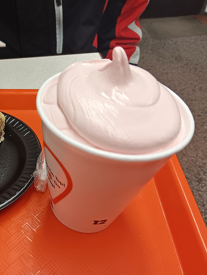 Pink frozen yogurt swirled to perfection—the dessert equivalent of a 1950s prom dress, sweet without being cloying and impossibly photogenic.