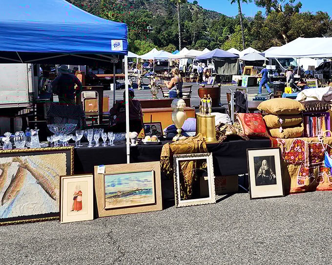 Under the watchful gaze of the San Gabriel Mountains, vendors display their wares like museum curators of the everyday.