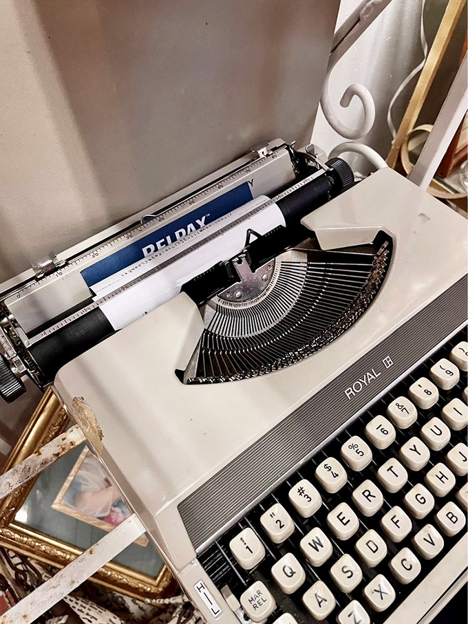 This Royal typewriter once clacked out someone's novel, love letters, or resignation. Every vintage key holds a story.