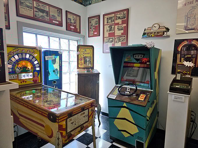 The arcade corner proves our love affair with cars extended beyond the driveway. These vintage games let you race without ever leaving the malt shop.