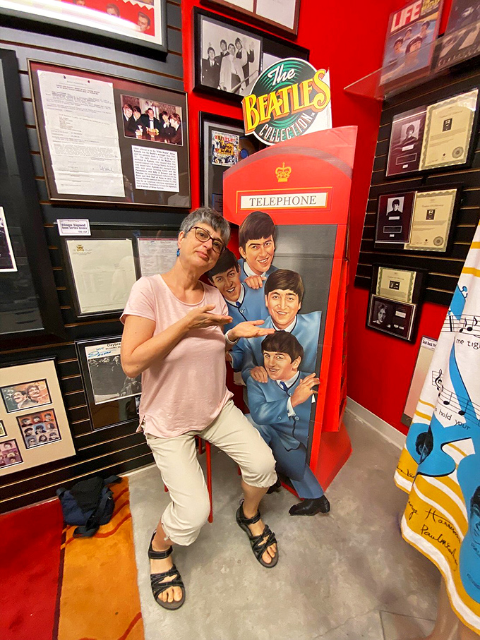 A British phone booth and cartoon Beatles create the perfect backdrop for visitors to channel their inner rock star. All you need is love...and a camera.