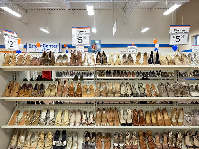 Cinderella had one fairy godmother; you have an entire wall of potential glass slippers at $5.95 each.