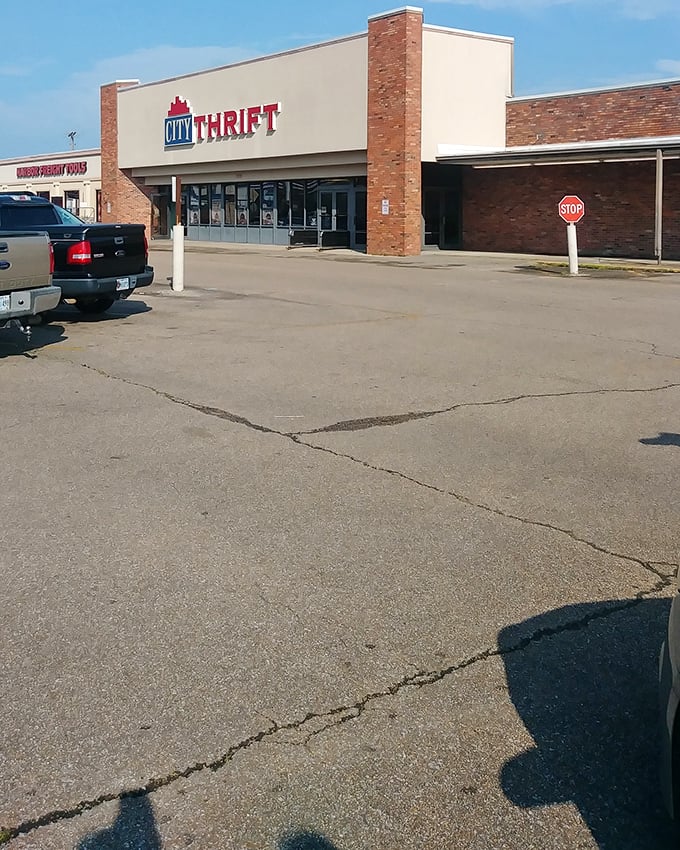 City Thrift's bold signage stands out like a beacon for bargain hunters&mdash;promising urban treasures at rural prices.