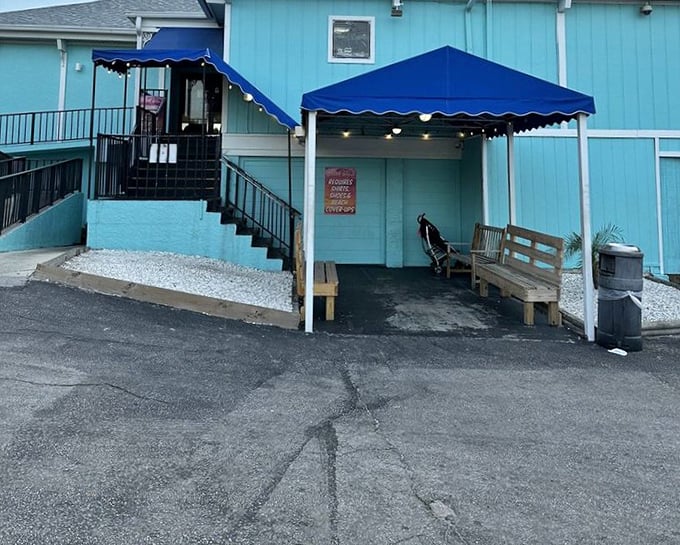 Crabby Bill's blue exterior might look cool, but inside is where the real heat happens &ndash; sizzling fresh grouper.
