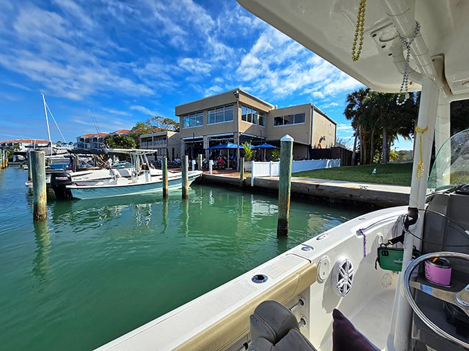 Dock-to-dish perfection! Dry Dock's waterfront position means the fish on your plate probably swam past your table earlier.
