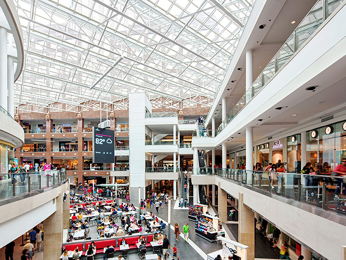 Pentagon City's soaring atrium creates a cathedral of commerce that makes shopping feel like an event. Those glass balconies offer prime people-watching opportunities.