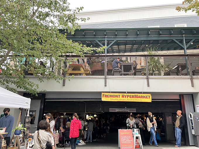 Sunday funday headquarters! Fremont's market welcomes weekend warriors to a multi-level playground of vintage and handmade goods.