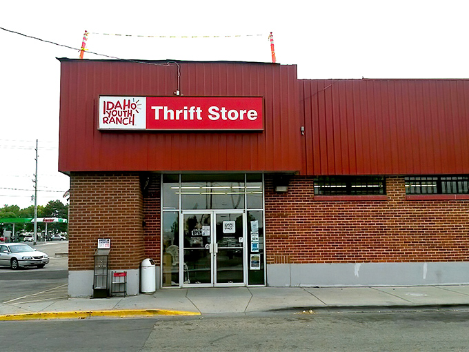 The Idaho Youth Ranch's distinctive red building stands out like a beacon for bargain hunters. Thrift paradise with a purpose!