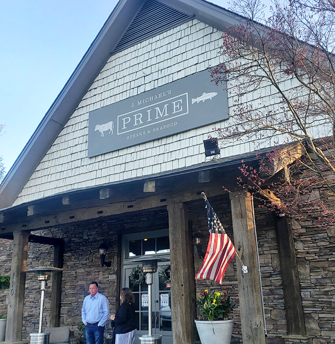 J Michael's rustic-chic barn exterior promises upscale comfort &ndash; like your favorite jeans paired with a tuxedo jacket.