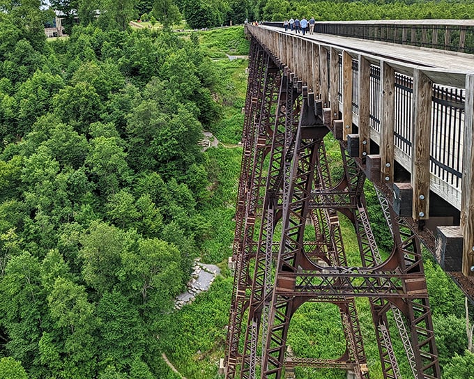 Kinzua Bridge - where you can literally walk on air 225 feet above the ground. Butterflies in stomach included at no extra charge!