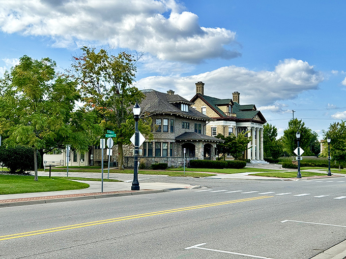 Lapeer's colorful downtown buildings create a rainbow of brick and history along the main drag.
