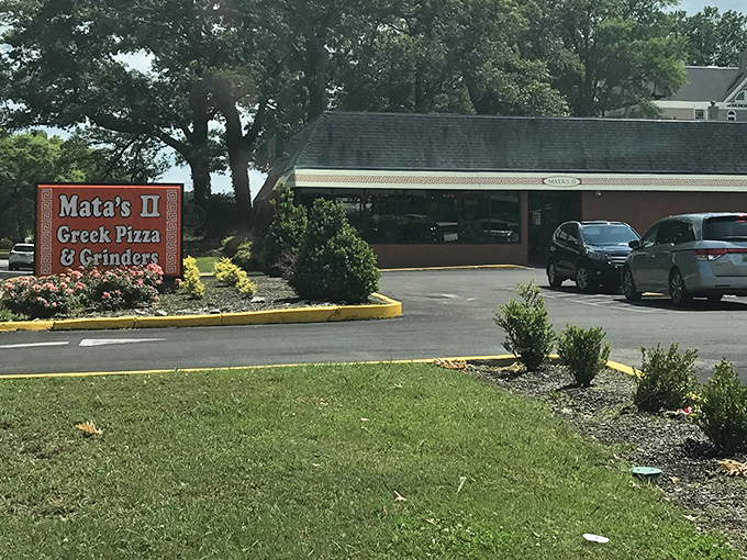 Mata's II announces its Greek-Mediterranean twist on pizza with a sign as straightforward as its delicious approach to flavor fusion.