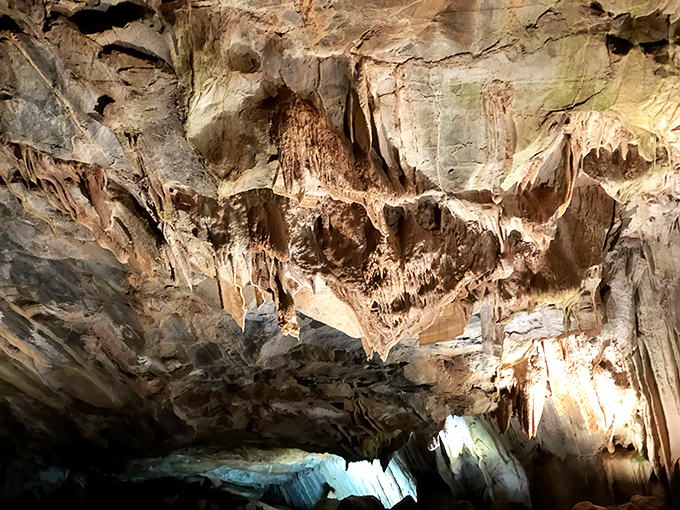 Mercer Caverns' delicate crystal needles defy gravity and logic. Like finding a crystal forest where every surface has its own frozen fireworks display.