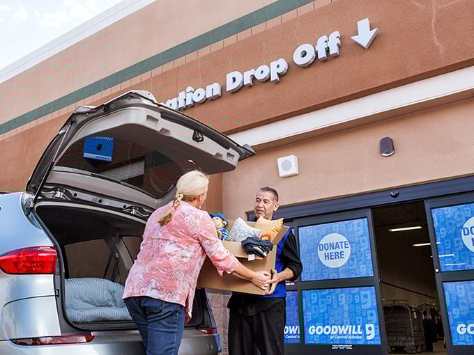 Goodwill's drive-through donation center makes giving back to the community as easy as your morning coffee run.