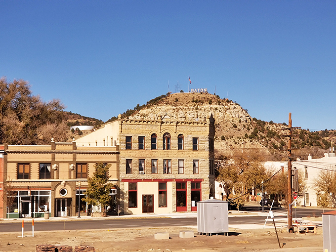 Raton's historic downtown sits dramatically at the mountain's base, where brick buildings from another era stand proudly against the rugged landscape.