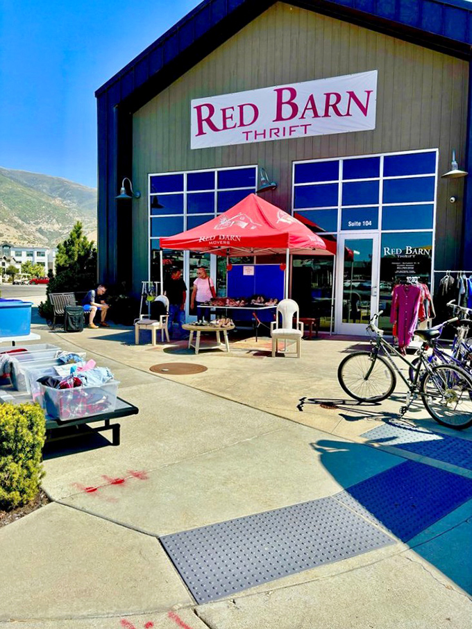 The Red Barn Thrift lives up to its name, a rustic haven where outdoor treasure hunting meets indoor comfort.